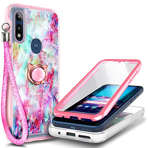 NGB Supremacy Case for Motorola Moto E 2020, Full Body Protection with [Built-in Screen Protector] Ring Holder/Wrist Strap, Slim Fit Shockproof Bumper Durable Cover Case (Fantasy)