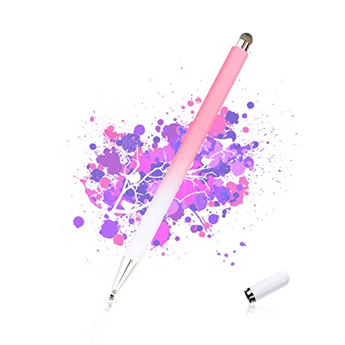 Stylus Pens for Touch Screens, 2 in 1 Stylus with Sensitivity & Precision, Compatible with iPad, iPhone, Tablets, Android and All Capacitive Touch Screens Devices (Pink)