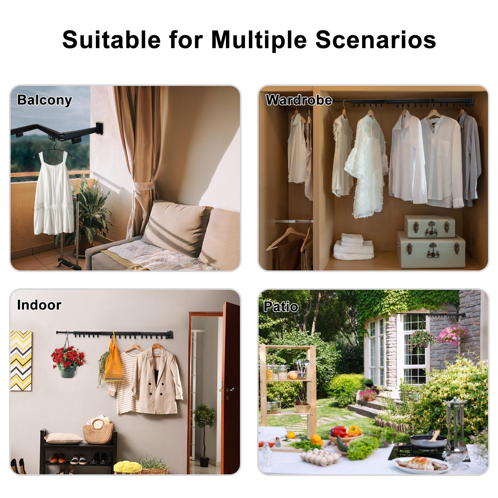 plzzree Wall Mounted Clothes Drying Rack: Collapsible Retractable Wall Mounted Clothes Rack Space Saving Laundry Hanger