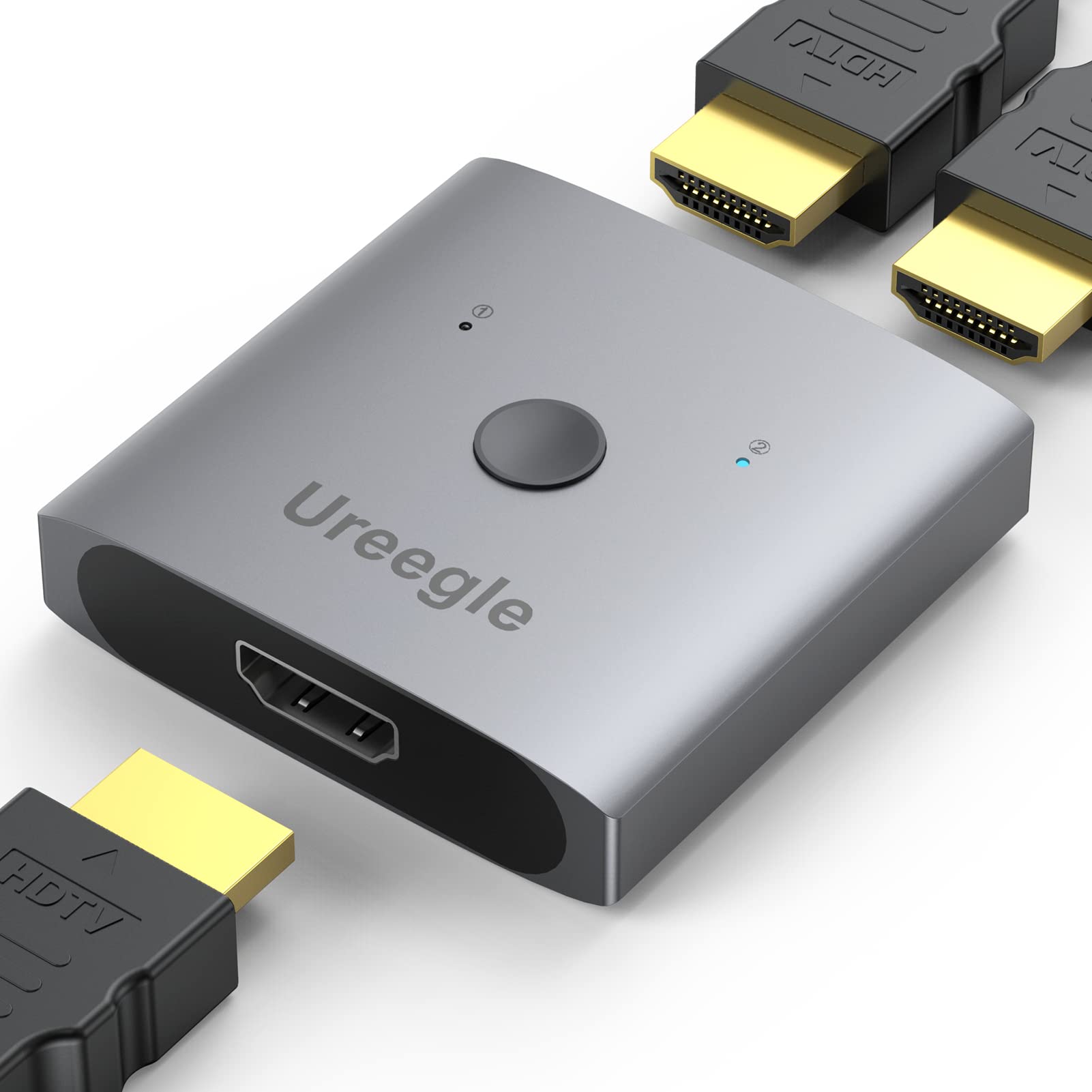 HDMI Switch 2 in 1 Out, 4K@60Hz HDMI Extended Switching, Aluminum Bidirectional HDMI 2.0 Switcher Splitter, Support HDR 4K 3D HDCP2.2 for PC TV PS4 Xbox FireStick Roku and More