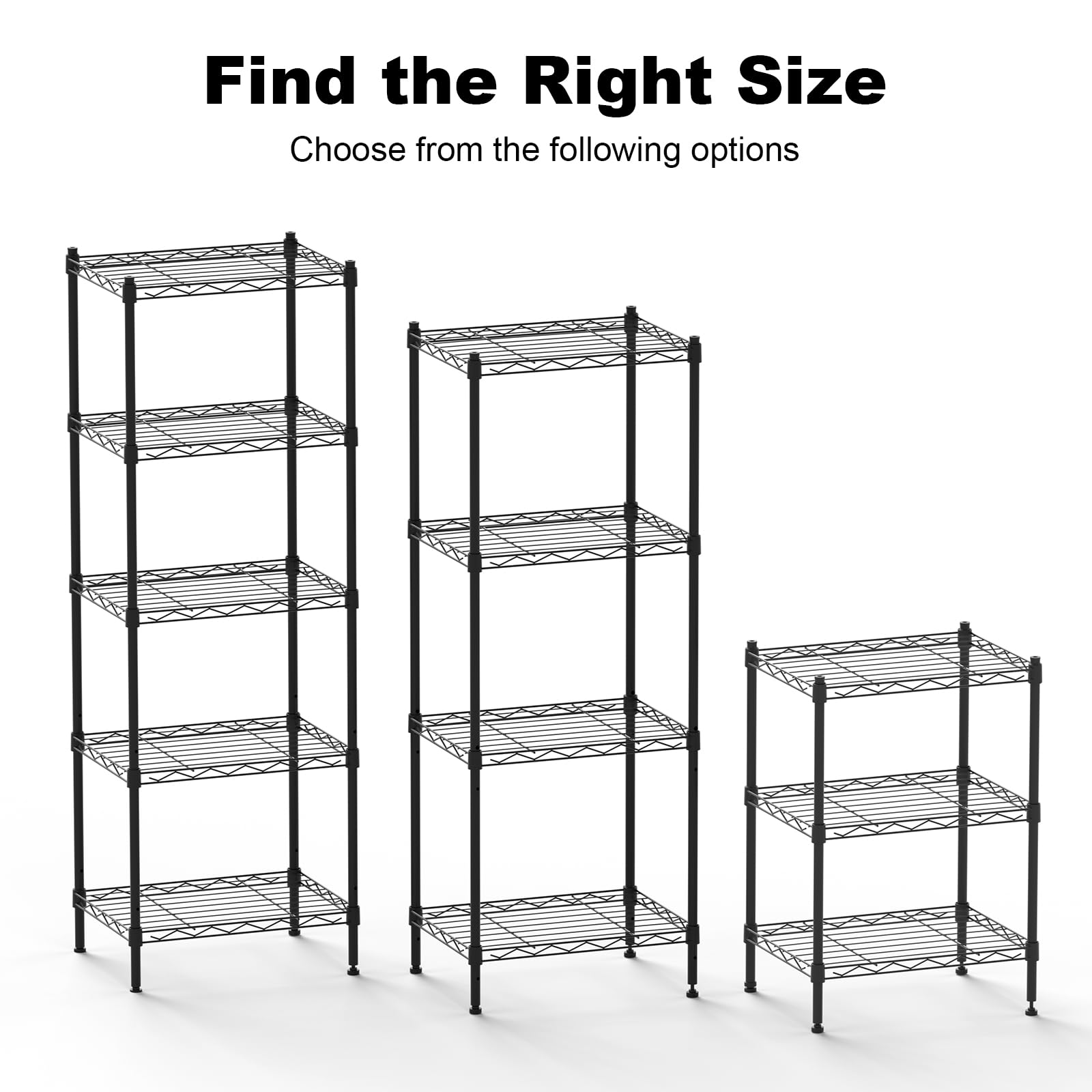 KKN Storage Wire Shelving, 3-Tier Metal Storage Rack - Industrial Steel Shelving Unit for Kitchen, Laundry and Garage, Durable Garage Storage Shelves and Utility Racks 15.7" L x 11.8" W x 22.8" H