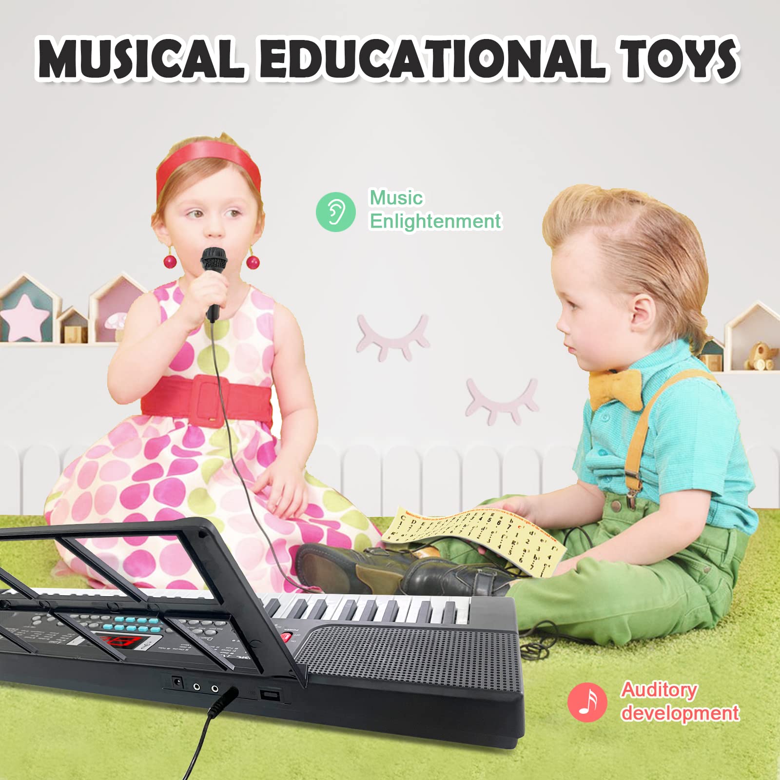 laoyeboho 61 Keyboard Piano, Portable Keyboard Piano for Beginners, Children's Piano Keyboard, Electronic Digital Piano With Built-in Speaker and Microphone, School Gift,Children's Birthday Gift