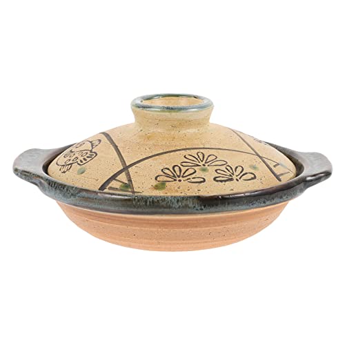 Japanese Donabe Pot Korean Soup Pot Ceramic Casserole Clay Earthenware Pot Chinese Stew Pot Soup Pot Cooking Pot Stockpot with Lid Kitchen Cookware 18cm Ceramic Stew Pot Clay Cooking Pot (Color : Ass