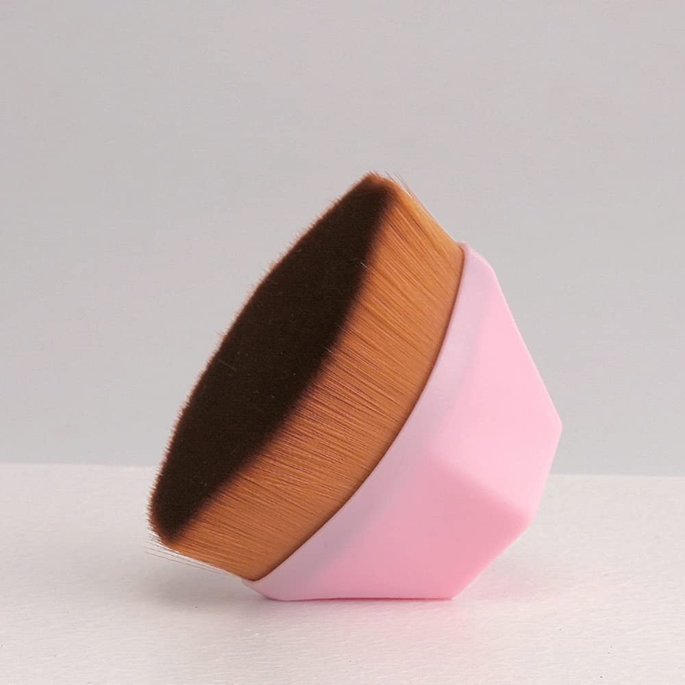 Foundation Makeup Brush, Flat Top Kabuki Hexagon Face Blush Liquid Powder Foundation Brush for Blending Liquid, Cream or Flawless Powder Cosmetics with Portable Case (Pink)