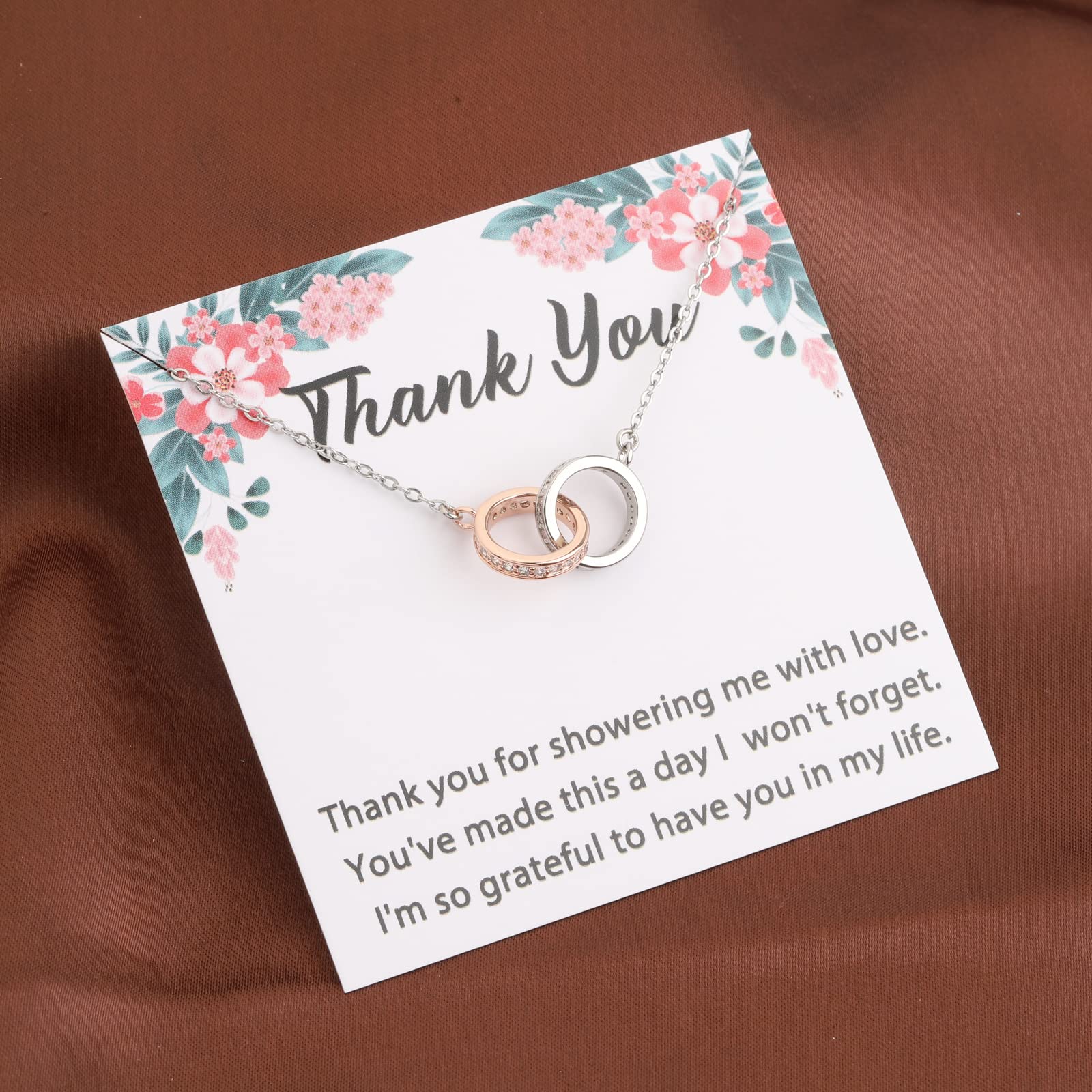 ENSIANTH Baptism Gift Thank you gift Shower Hostess Gift Baptism Gift Interlocking Circle Necklace Newborn Gift (Shower NE)