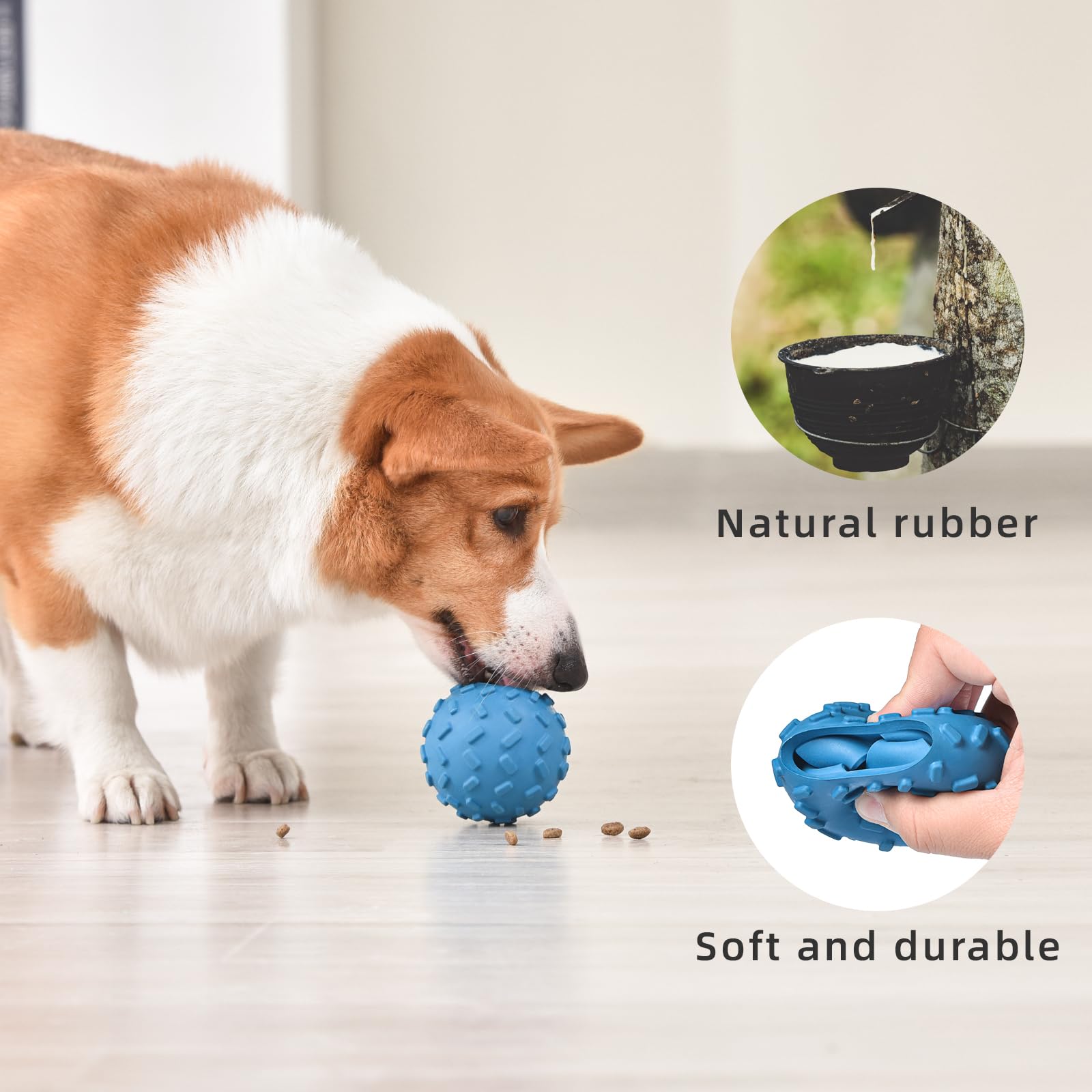 Doudele Dog Toy Balls small - Interactive and Treat Dispensing Toys for Active Dogs,Fetch Balls Extremely Durable Natural Rubber