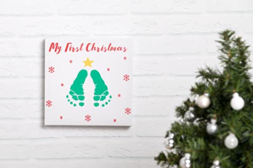 Little Holly My First Christmas Baby's Print Canvas, Handprint and Footprint Keepsake, Babyprints Keepsake Kit, New and Expecting Moms Gift, Baby's First Christmas, Nursery Wall Décor, Tree