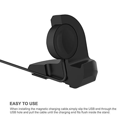 Silicone Stand for Samsung Galaxy Watch 4/Galaxy Watch 4 Classic/Galaxy Watch 3/Galaxy Active 2/Galaxy Watch Active, Non-Slip Charger Bracket Accessories Holder with Cable Management Slot- Black