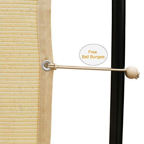 Shatex 90% Shade Fabric 6' x 10' Sun Shade Cloth with Grommets for Pergola Cover Canopy, Wheat, 12 Bungee Balls