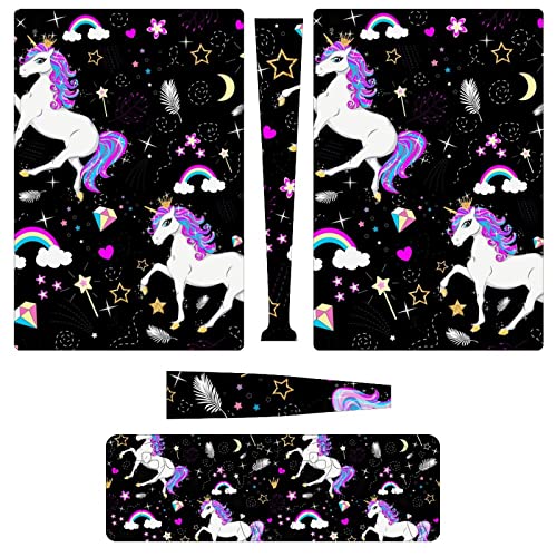 Little Princess Unicorn Full Protective Skin Cover Design Wrap Decal Sticker Compatible with PS5 Digital Edition Console and Controller
