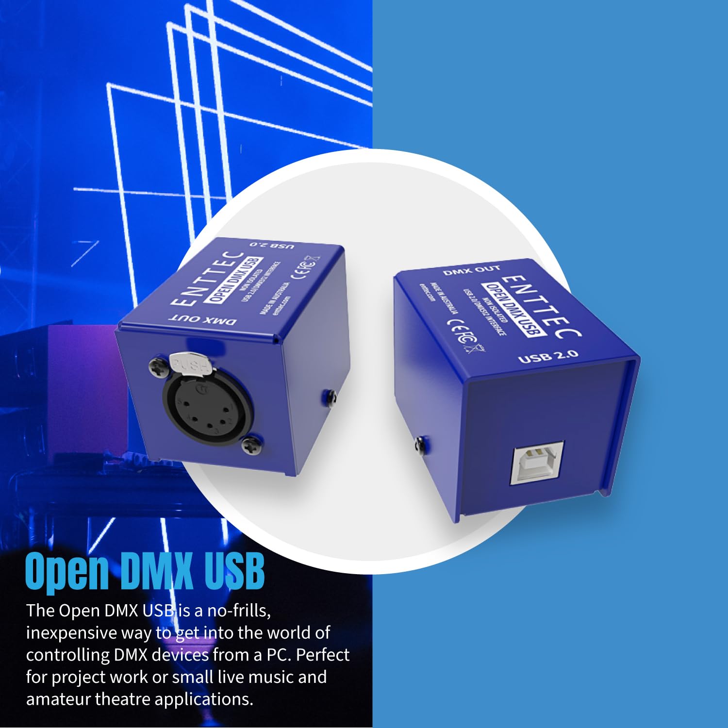 Enttec Open DMX USB 70303 Lighting Interface & SIRS-E 70029 5P Male to 3P Female Adapter (Bundle) - No Software Included - Open Source/Hardware Only/Entry Level Model for Beginners