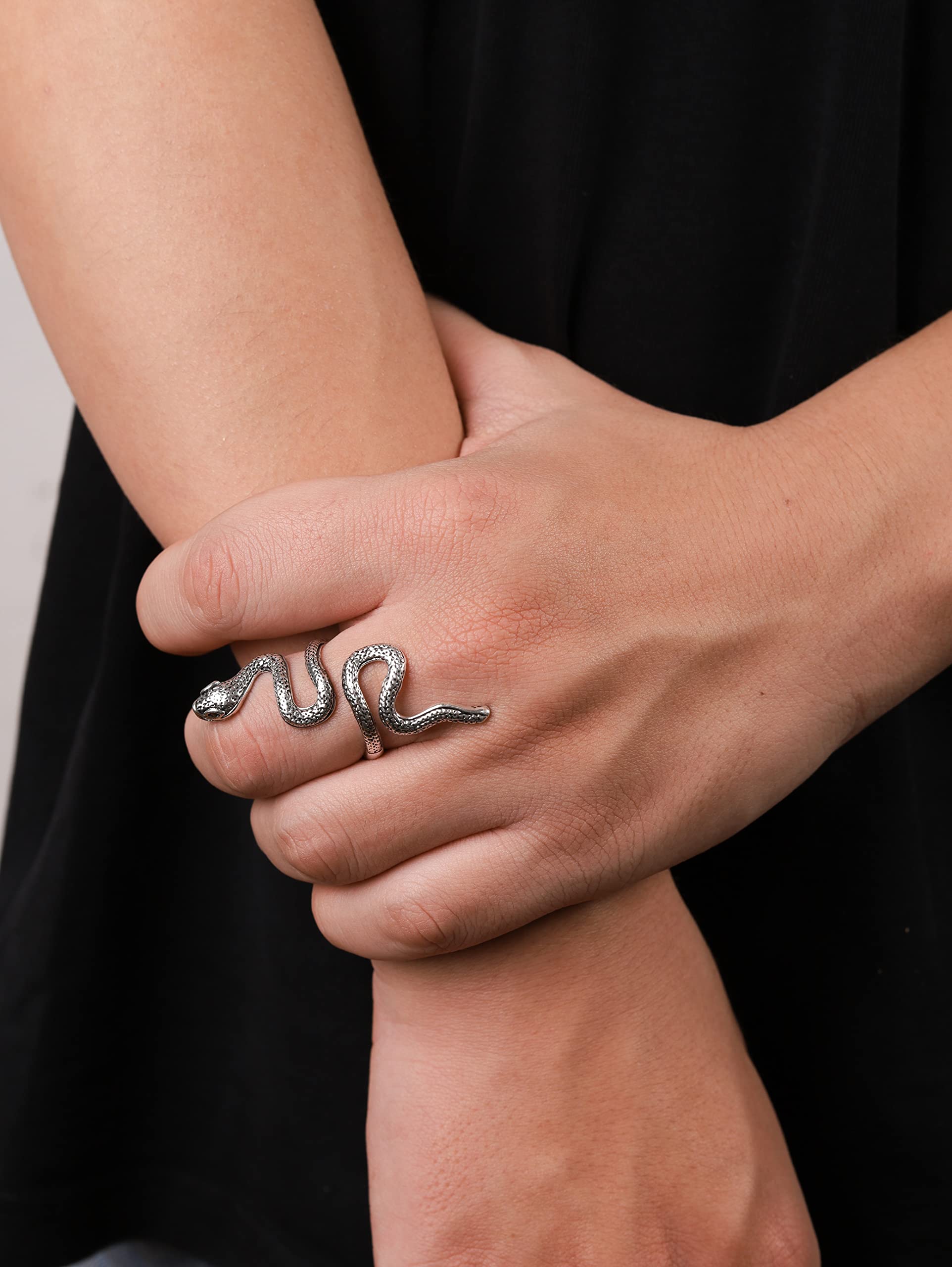 HAQUIL Vintage Snake Witchy Adjustable Ring, Snake Adjustable Serpentine Statement Ring, Dainty Wrap Serpent Snake Ring, Band Punk Jewelry