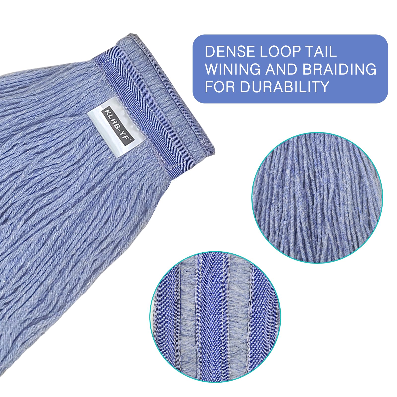 Mop Head Replacement,Mop Heads Commercial,Cleaning Mop Heavy Duty Cotton Looped End String,Wet Industrial Cleaning Mop Head Refill,Reusable Washable Mops for Floor Cleaning Machine Washable(blue4)