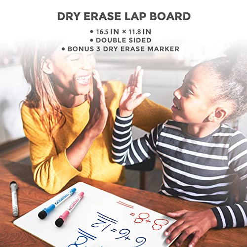 Nicpro 12 x 16 inches Lapboard Small Dry Erase Lap Board Double Sided with 3 Water-Based Pens Learning Mini Whiteboard Portable for Kid Student and Classroom Use