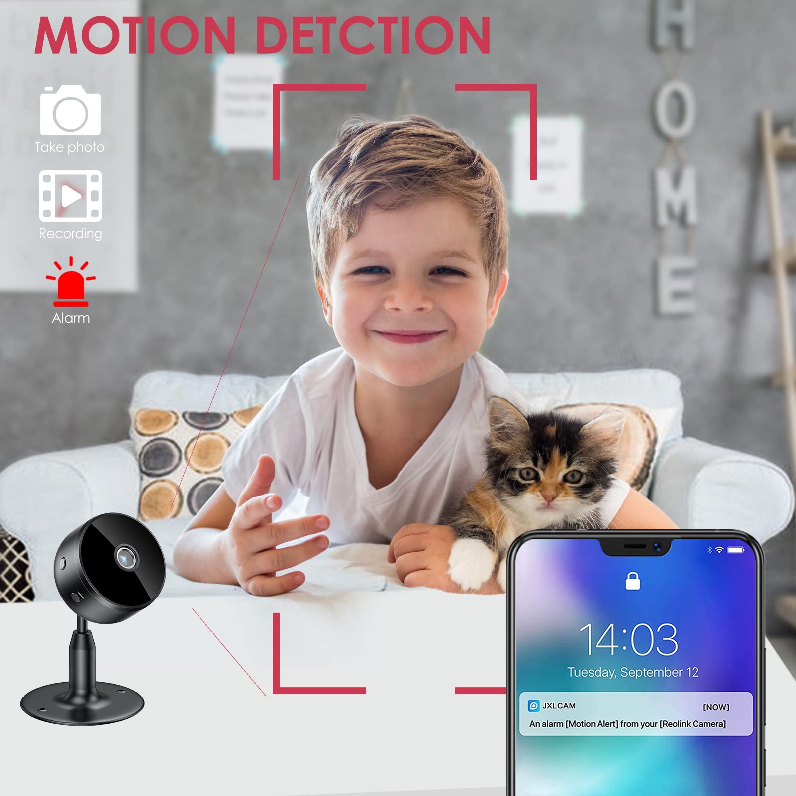 Laboom Mini Spy Camera WiFi Hidden Cameras Wireless HD 1080P Spy Cam Tiny Small Portable Camera with Cell Phone app, Night Vision and Motion Detection Nanny Cam