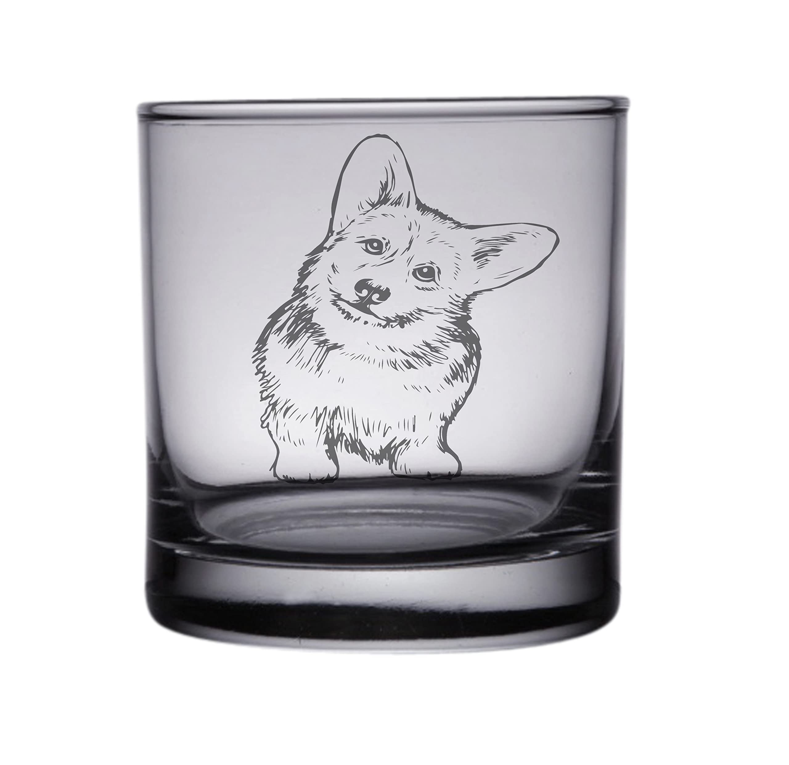 HullSpeed Designs Corgi Butt - 2 Sided Engraved Rocks & Whiskey Glasses (Set of 2)