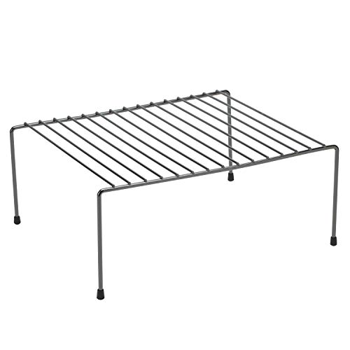 Kitchen Details Helper Shelf Organizer | Free Standing | Cabinet & Countertop Organizer | Dishes | Cups | Bowls | Medium | Onyx (Pack of 2)