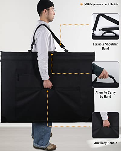 Nicpro Light Weight Art Portfolio Bag, 32 x 42 Extra Large Art Portfolio Case with Detachable Shoulder Strap, Leather Corners, Carrying Storage Case for Artwork, Canvas, Poster, Sketching, and Drawing