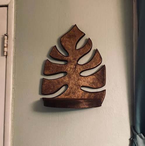 Kunpengzhao Monstera Shaped Shelf ,Monstera Leaf Shaped Wooden Wall Shelves,Floating Wall Shelf Monstera Leaf Shape,Home Shelf Display Holder for Living Room, Bedroom, Home Decor