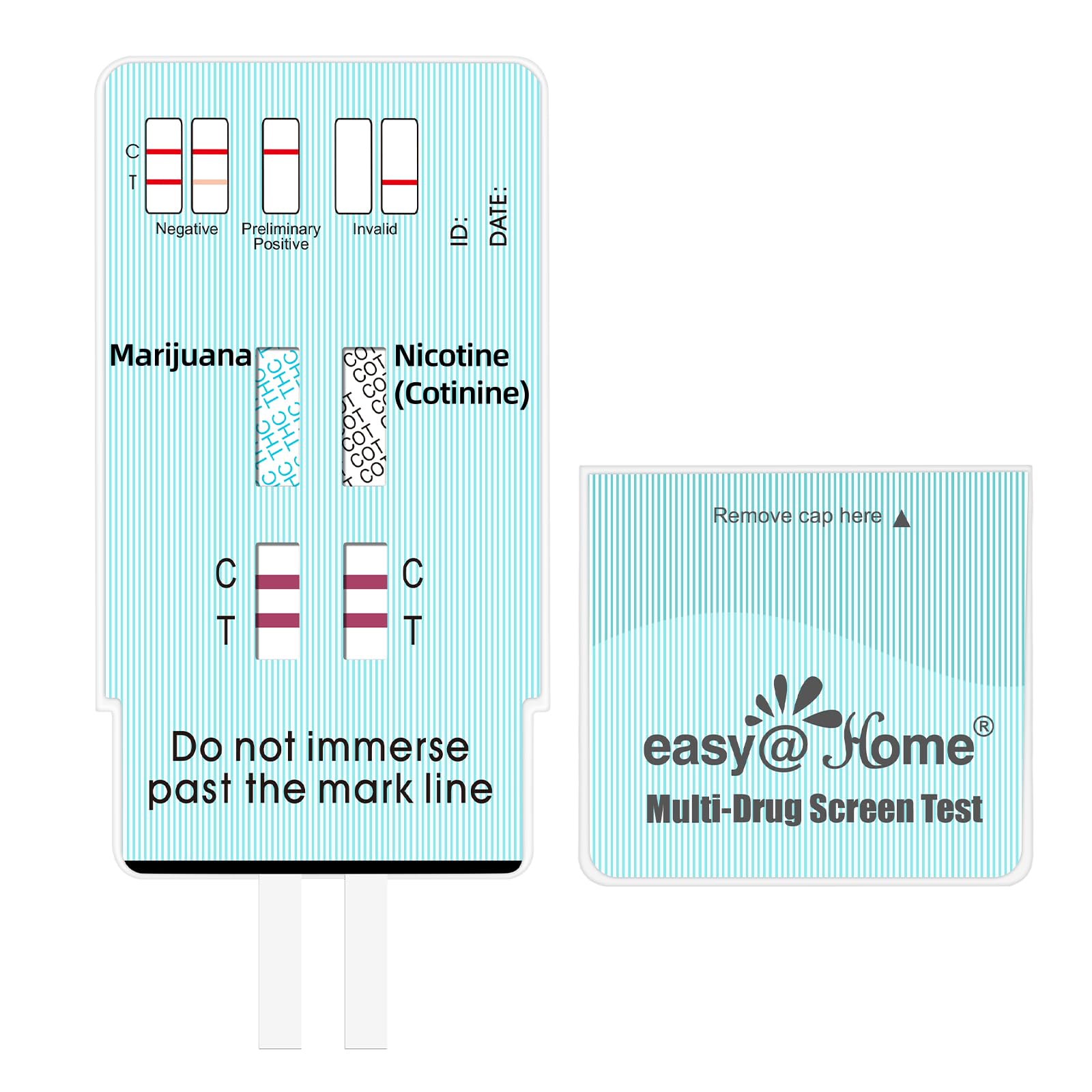 Easy@Home Marijuana & Nicotine Test Kit: 15 Pack Testing Kits for THC and Nicotine Metabolites Cotinine(COT) in Urine, Built-in Strips Combo Home Drug Tests for Weed/Vaping/Tobacco, EDOAP-124