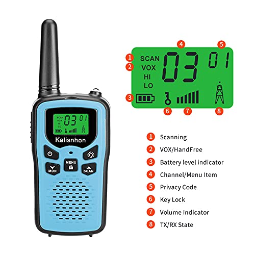Walkie Talkies, Kalisnhon Walkie Talkies for Adults with Flashlight, walkie Talkie Long Range FRS 22 Channels VOX LCD Display Two Way radios for Cycling Camping Hiking(4 Colors Pack)