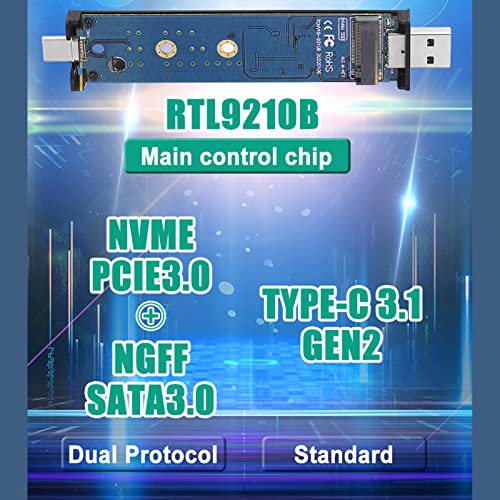Laihua M.2 SSD Enclosure Plug and Play Tool Free 10Gbps M.2 NVME NGFF SSD Enclosure Adapter for Tablet for Desktop Black