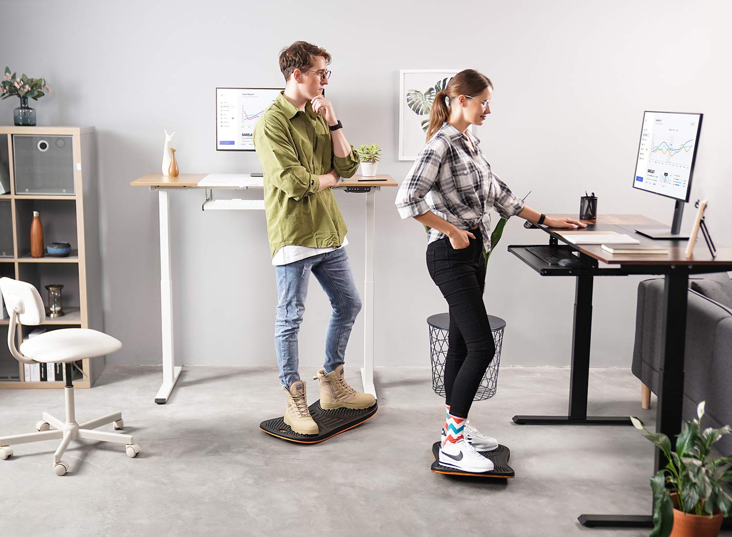 FEZIBO Dual Motor Height Adjustable Standing Desk Legs, Electric Desk Frame for 43 Inches to 59 Inches Desk Tops, Home Office Sit Stand Desk Base, White (Frame Only)