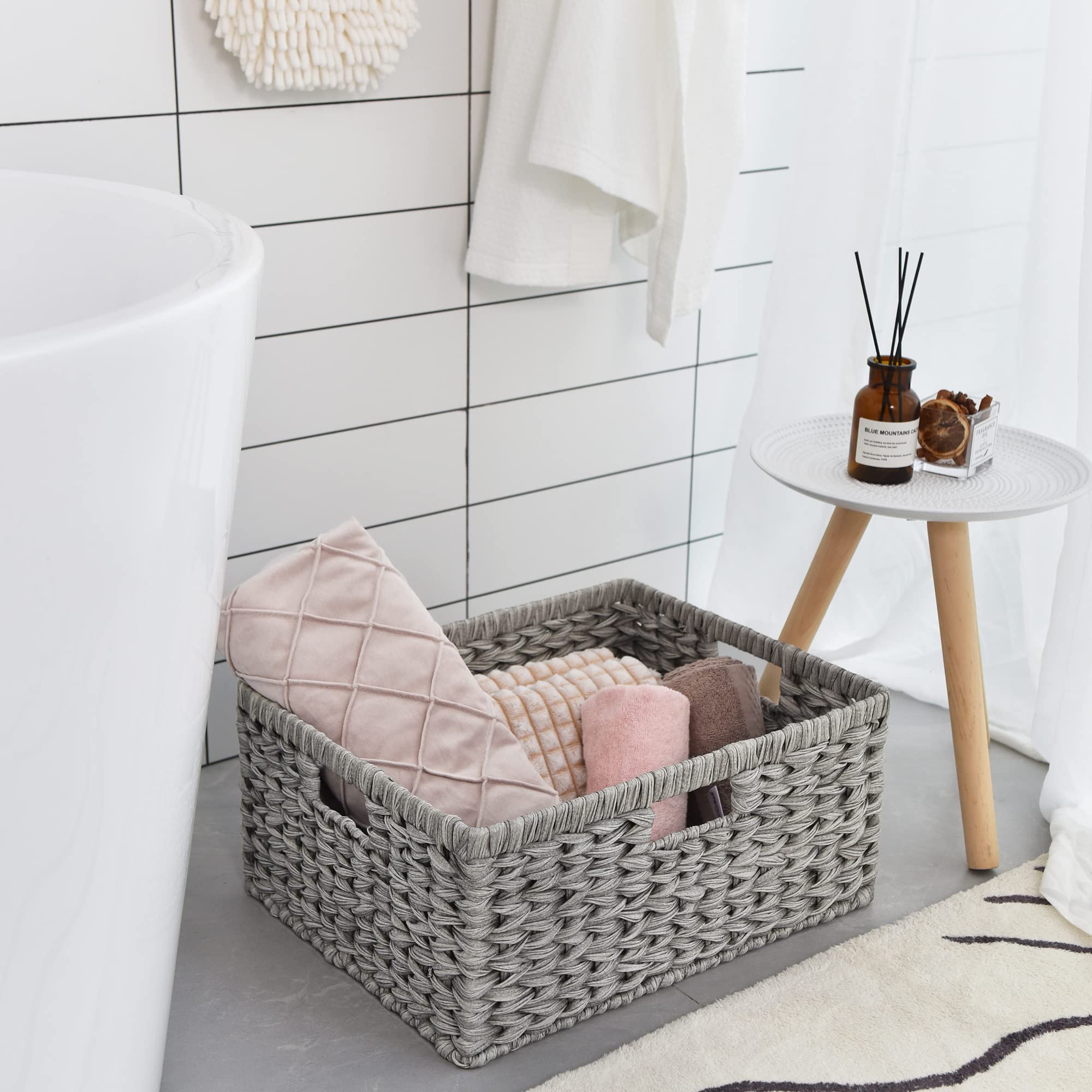 GRANNY SAYS Bundle of 3-Pack Wicker Baskets & 1-Pack Wicker Shelf Basket for Organizing