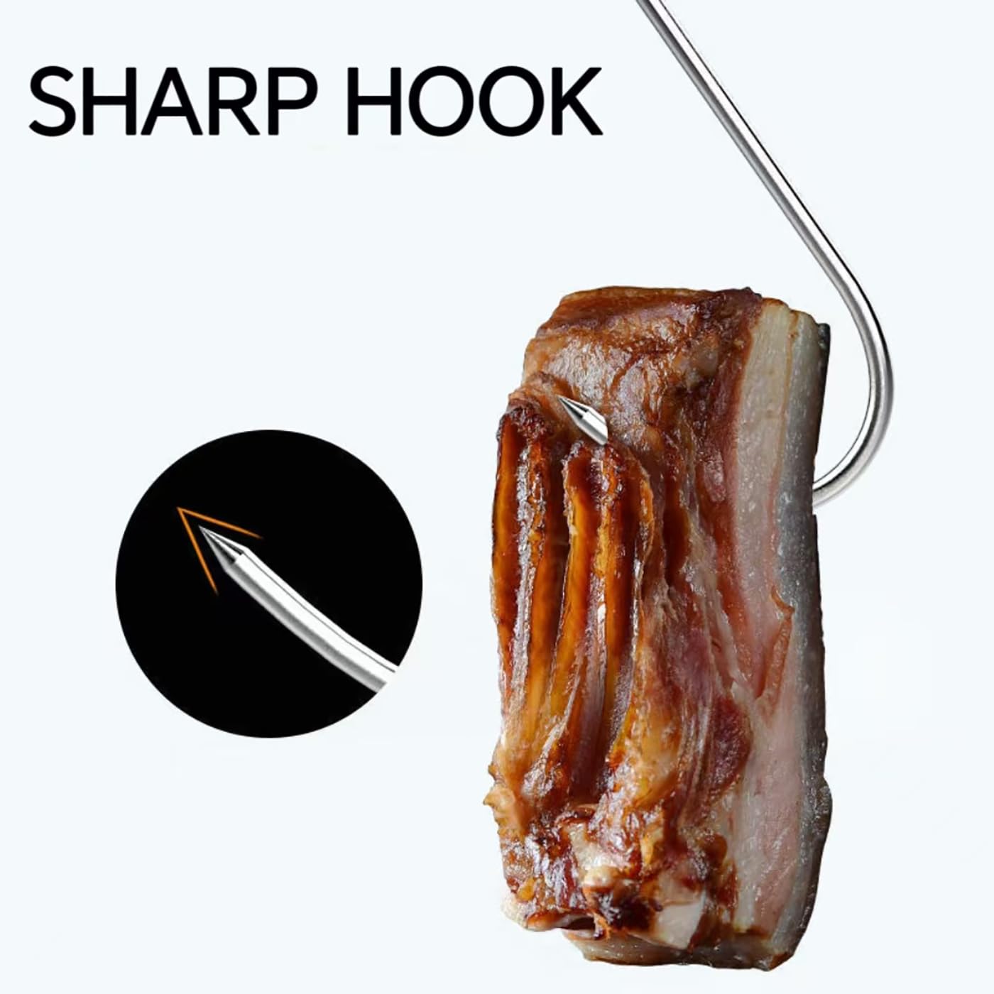 Meat Hooks,20Pcs Premium Stainless Steel Butcher's Hook,Meat Hook Tool for Hot and Cold Smoking,Butchering,Hunting,Chicken Hunting Smoking, Grill Hook Tool (5.9IN 20PCS)