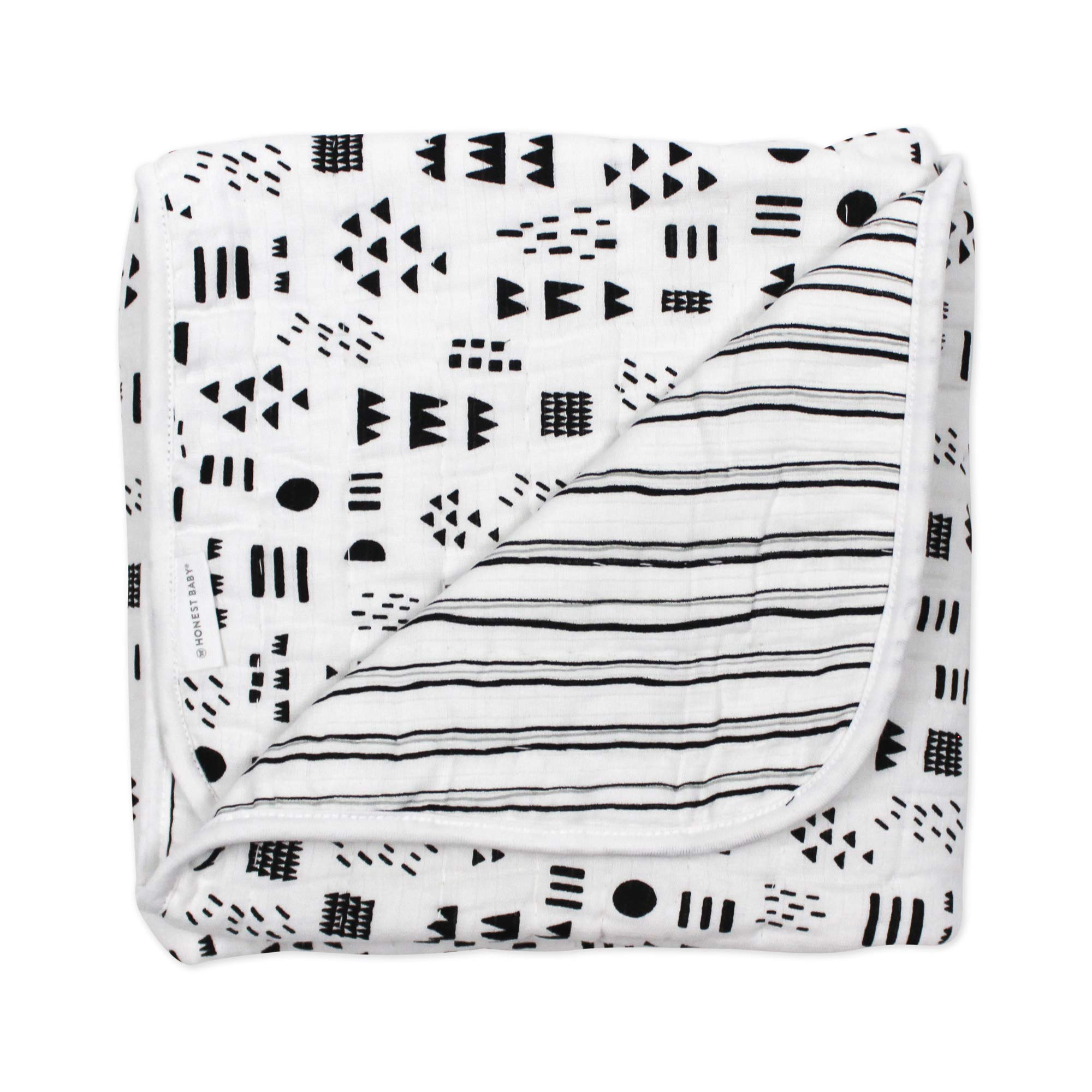 HonestBaby Organic Cotton Hand-Quilted Blanket, Rainbow Stripe, One Size