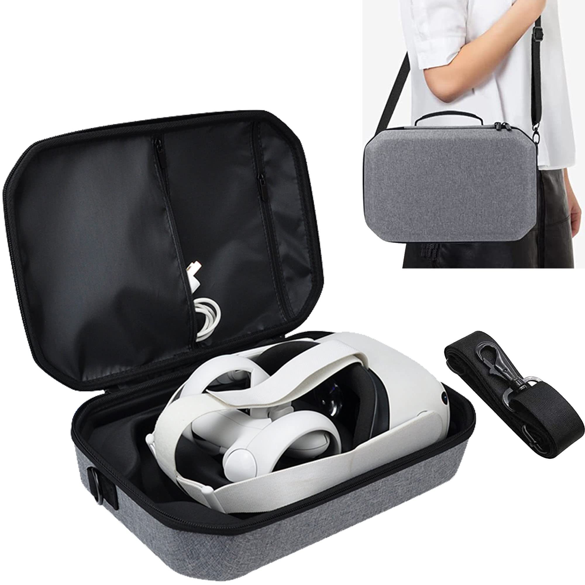 Hard Carrying Case for Oculus Quest 2 Head Elite Strap and Oculus Quest 2 All-in-one VR Headset Storage Bag Suitable fit Meta Quest 2 Accessories for Travel and Home Storage
