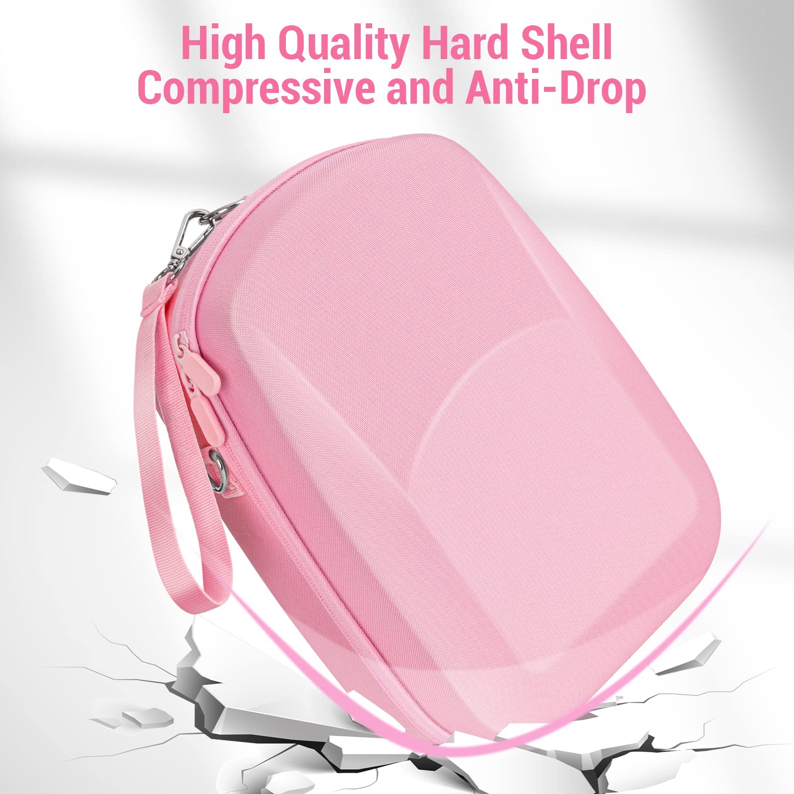 Hard Carrying Case for Oculus Quest 2 Accessories, Silicone Cover Set VR Shell Touch Controller Cover, Pink Front Face Protector Cover Crossbody Shoulder Chest for Women Girls Travel and Home Storage