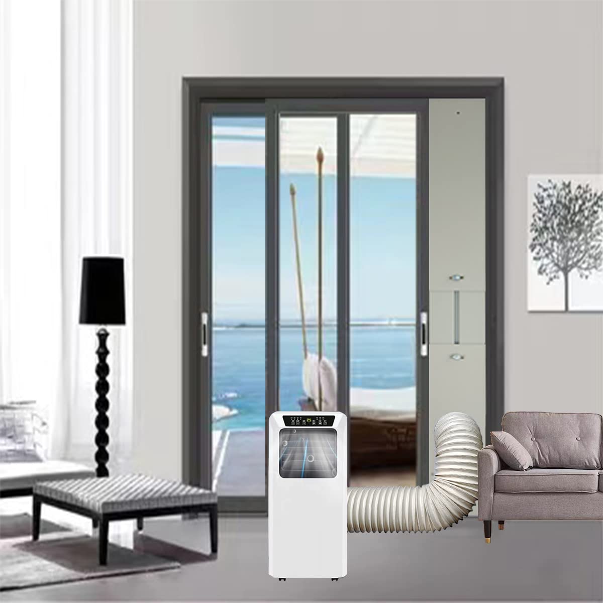 HTBHHDZ Portable Air Conditioner Window Vent Kit 5.9 Inches/15 cm Diameter Exhaust Hose for AC Window Vent Kit,Adjustable Length Window Seal Panel for Sliding Horizontal Or Vertical Window
