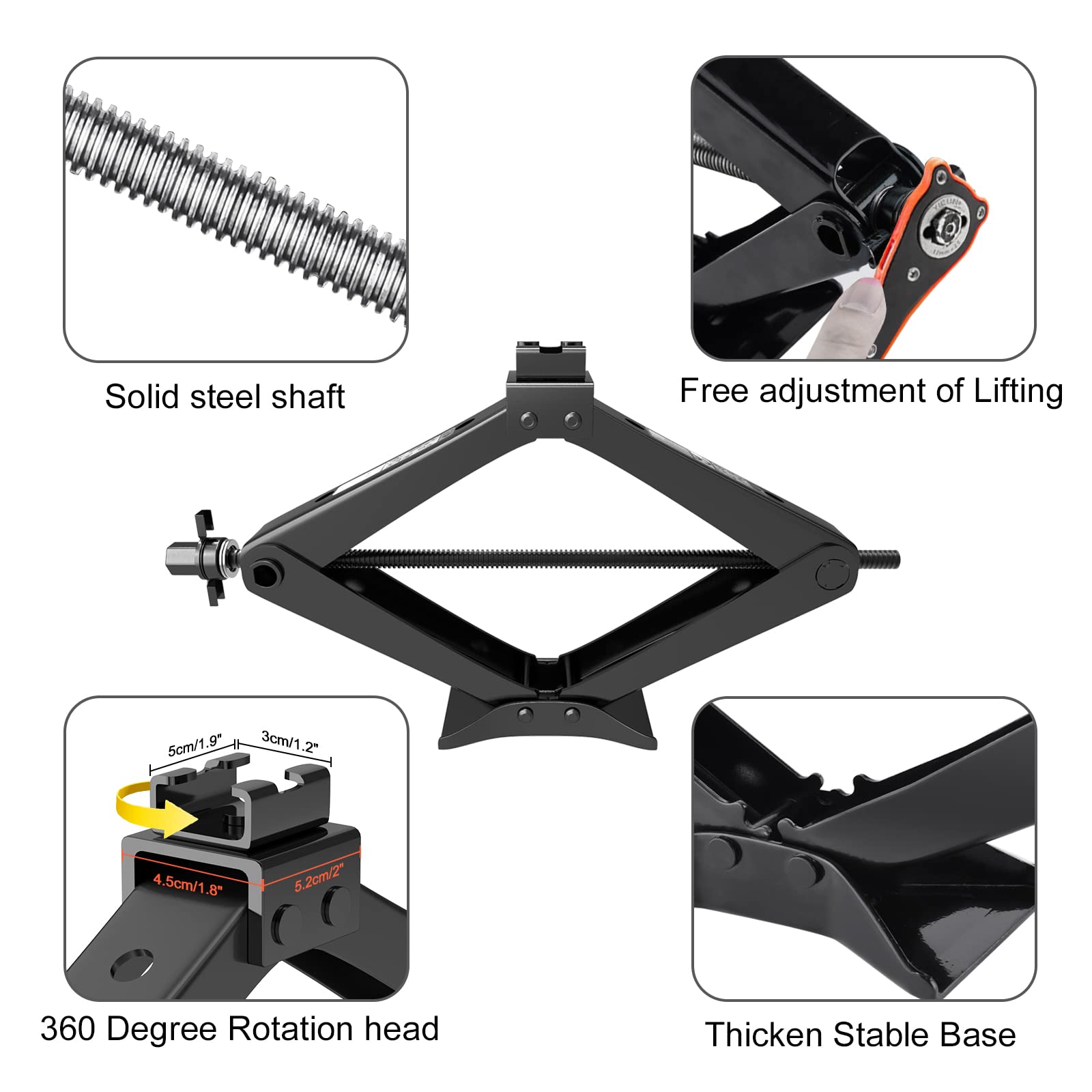 IMAYCC Scissor Jack for Car/SUV/MPV - Heavy Duty 3.0 Ton (6614 lbs) Car Jack kit with Hand Crank Trolley Lifter, Portable Emergency Tire Change kit with Wheel Wrench.