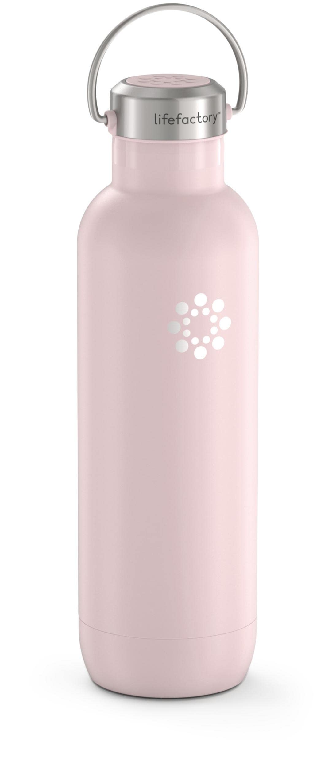 LIfeFactory Stainless Steel Vacuum-Insulated Sport Bottle, 24 Ounce, Desert Rose