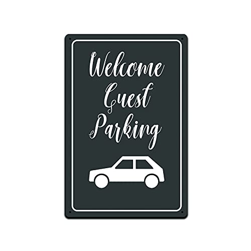 Tin Signs Parking Warning Notice | Tin Sign for Parking Space at Cabin, Lodge, Air B&B Decor | Parking Area Only Lightweight Aluminum Metal Sign 12 x 8 in. Welcome Guest Parking
