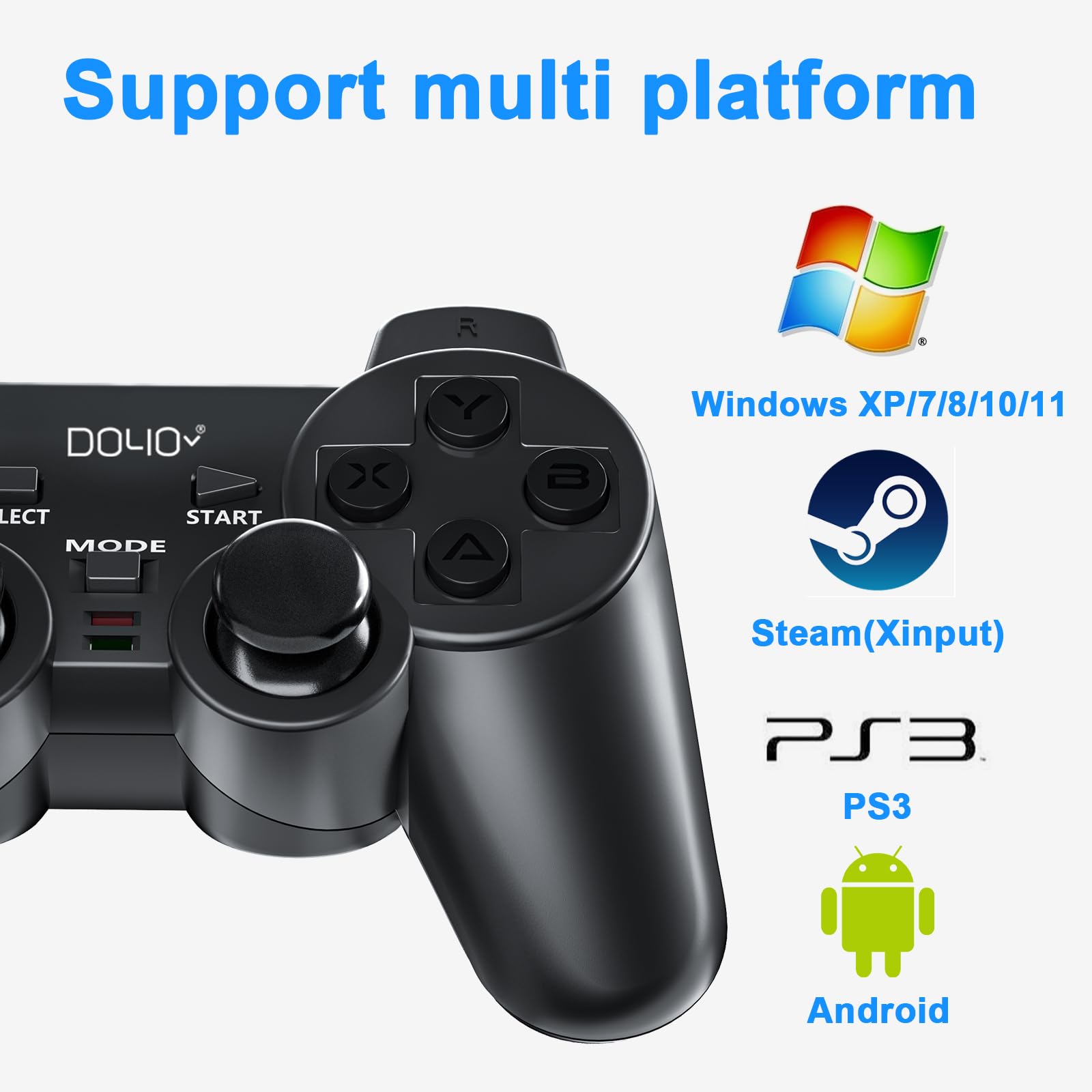 DOYO Wireless PC Gaming Controller, Dual-Vibration Steam Joystick Gamepad Computer Game Controller for PC Windows 7/8/10/11