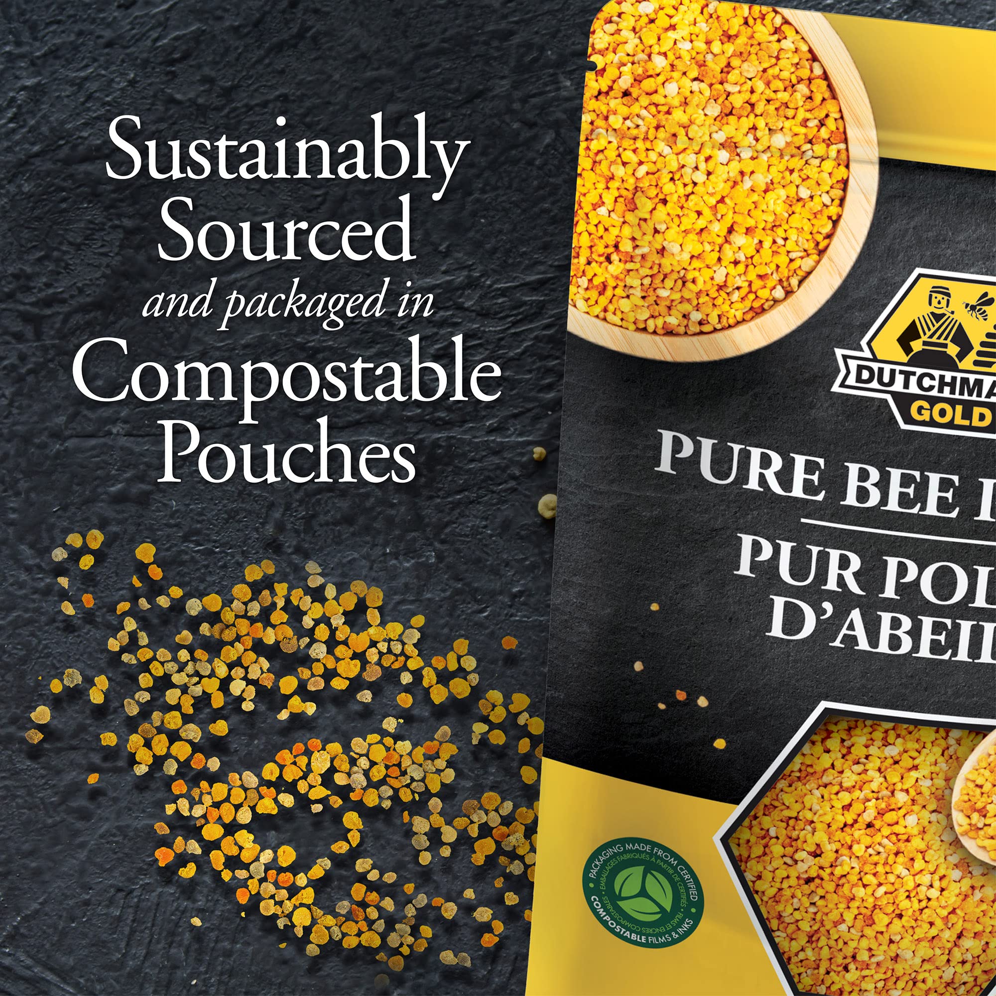 Dutchman's Gold Bee Pollen Granules (500g) - Pure Dried Pollen - Natural Superfood with Vitamins, Minerals, Proteins