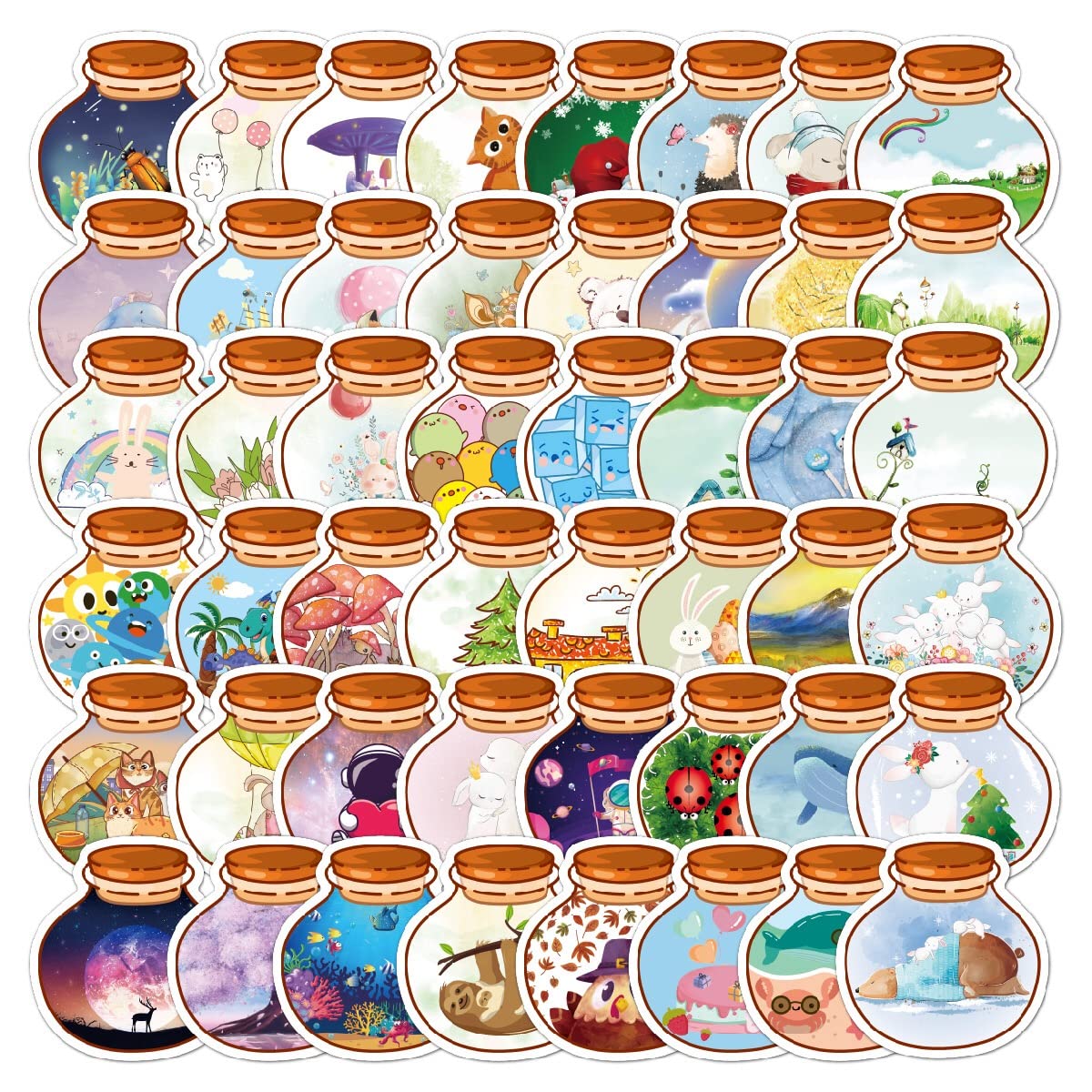 Water Bottle Sticker 50PCS Cute Bottle Vinyl Waterproof Sticker Laptop Skateboard Guitar Kettle Scrapbook Aesthetic Fashion Decal