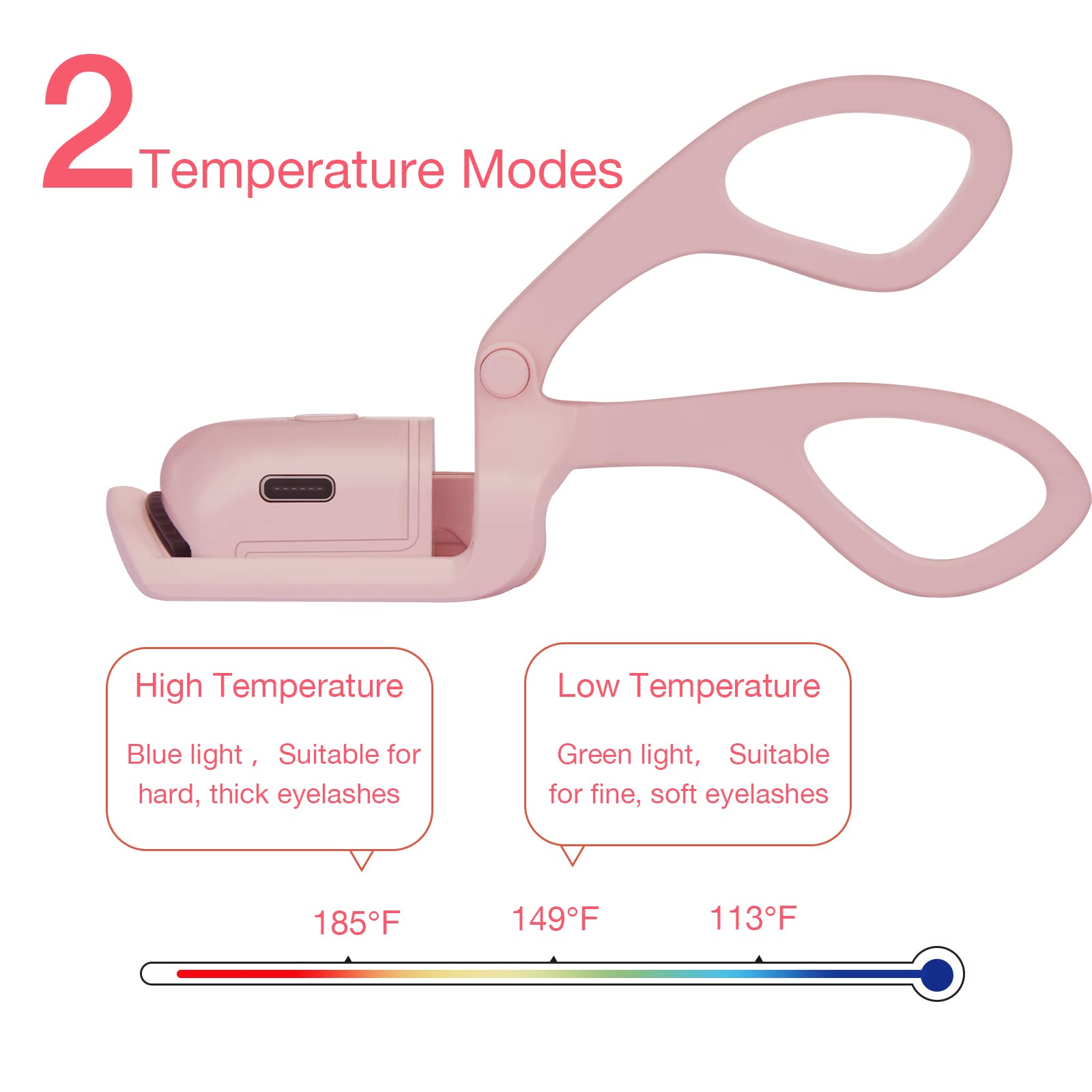 HUAKARAD Heated Eyelash Curler with Comb, USB Rechargeable Electric Eyelash Curler, Warm Eyelash Curler,2 Heating Modes Eyelash Curlers Heated Quick Natural, Long Lasting
