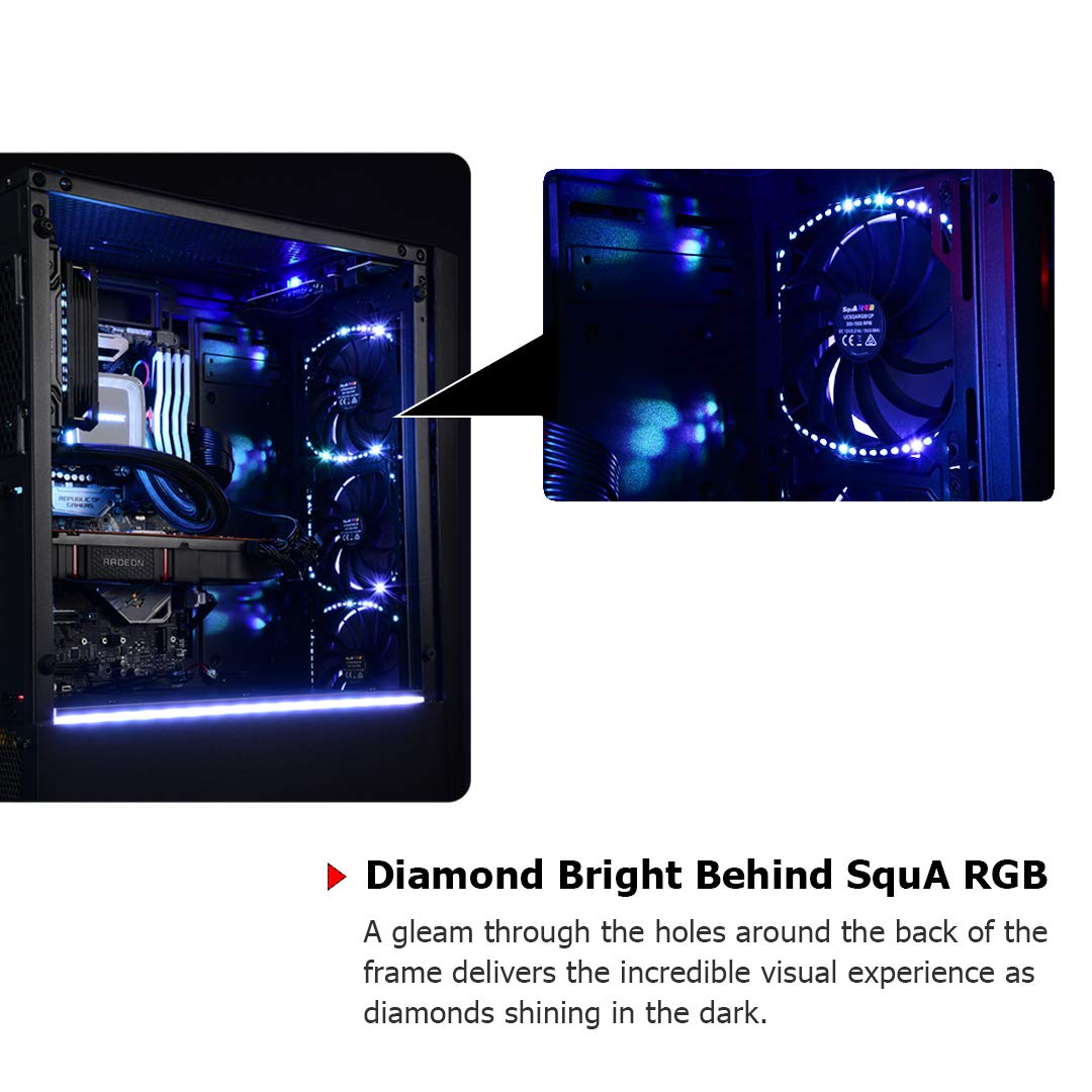 Enermax Squa RGB PWM 120mm Case Fan, Addressable RGB Sync Via Motherboard/Control Box, 3 Fan Pack- Black; UCSQARGB12P-BP3