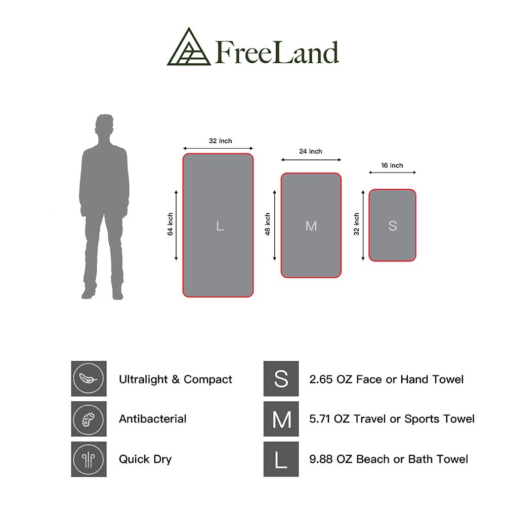 FreeLand Microfiber Camping Towels Quick Dry Super Absorbent for Backpacking Beach Swimming Hiking Travel
