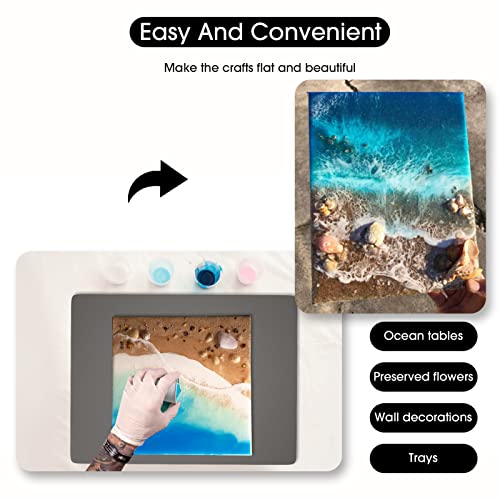 Jeezfee Leveling Board for Epoxy Resin & Art & Working Surface, Resin Leveling Table, 16" x 12" Adjustable Self Leveling Epoxy Resin Table, Resin Supplies, Acrylic Pouring Tool