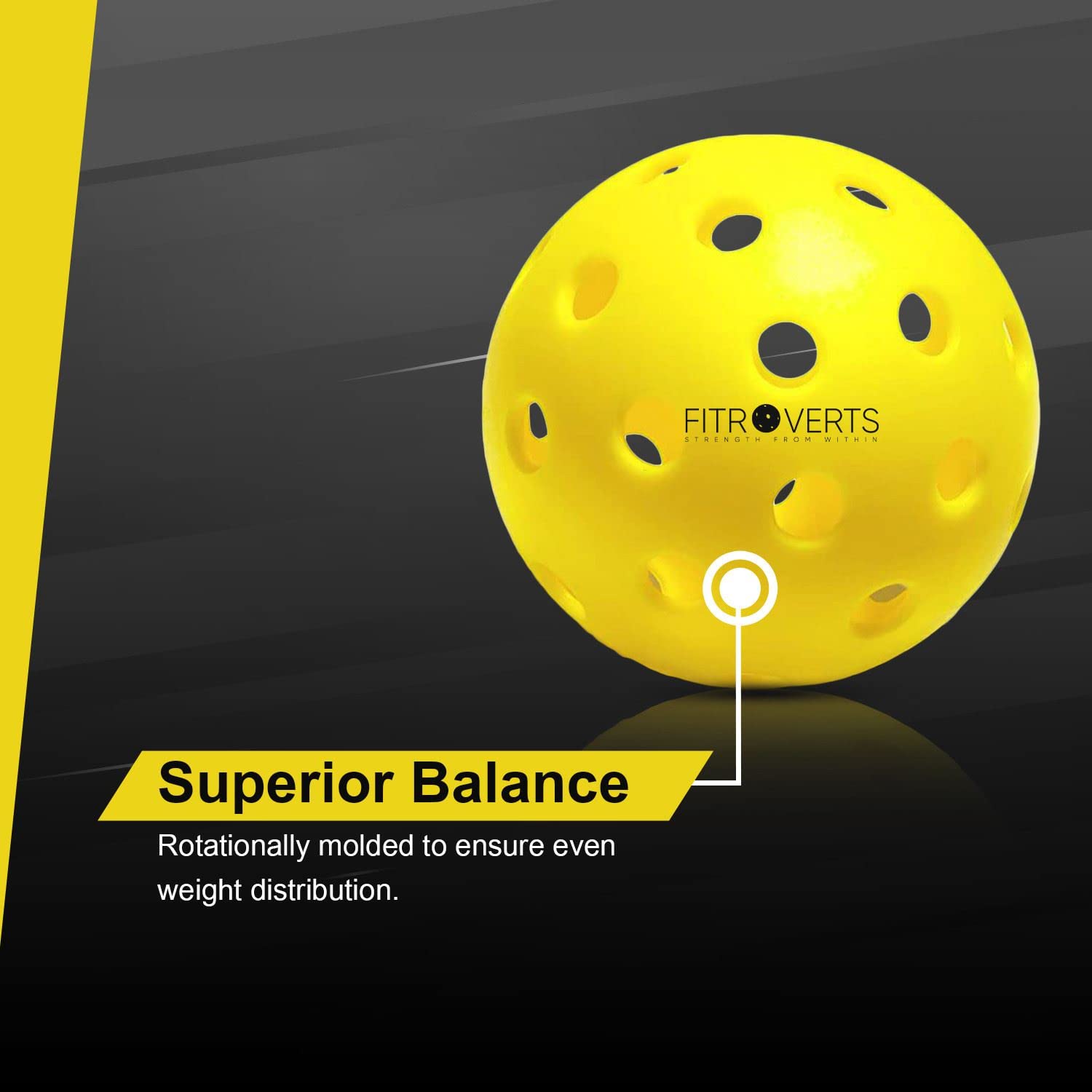 FITROVERTS USAPA Approved Indoor/Outdoor Pickleballs ◆ 6-Pack | One Piece Construction | Enhanced Yellow