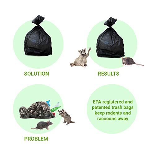 Mint-X - MX4048HD B16 Rodent Repellent Trash Bag, 0.630 Mil, Hi-Density, Star Seal, 48" Height x 40" Length, 45 Gallon, Black (Pack of 250)