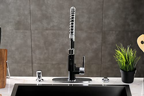 Kingston Brass LS8777DL Concord Pre-Rinse Kitchen Faucet, Matte Black/Polished Chrome
