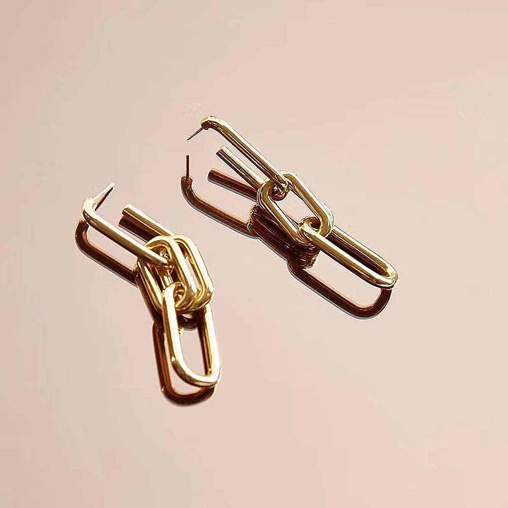 French Link Chain Drop Earrings Minimalist paperclip Chain Dangle Earrings for Women Girls