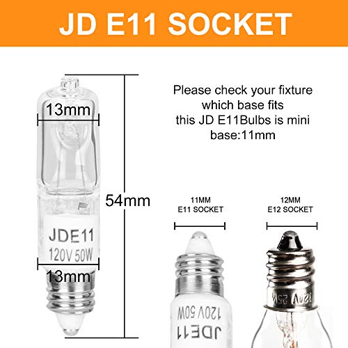 haraqi 4 Pack JD E11 120V 50 Watt Halogen Bulbs,Mini Candelabra Bulbs for House Lighting Fixtures,Ceiling Lamps,Table Lamps,Cabinet Lighting