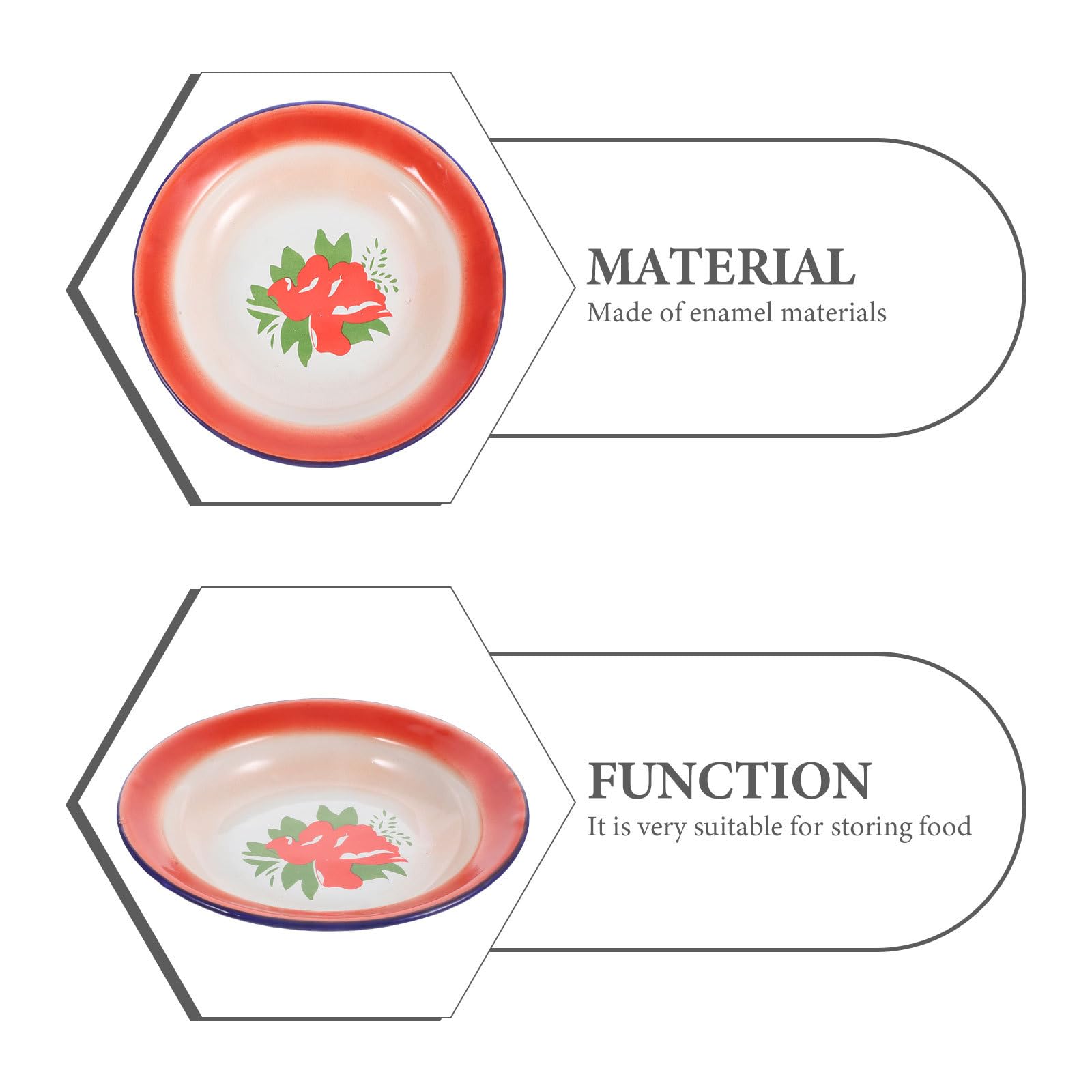 Hemoton 9 pcs Vintage Enamel Plate Fruit Plate Enamel Fruit Platter Vintage Salad Plate Enamel Washing Platter Vintage Enamelware Serving Platter Random Pattern