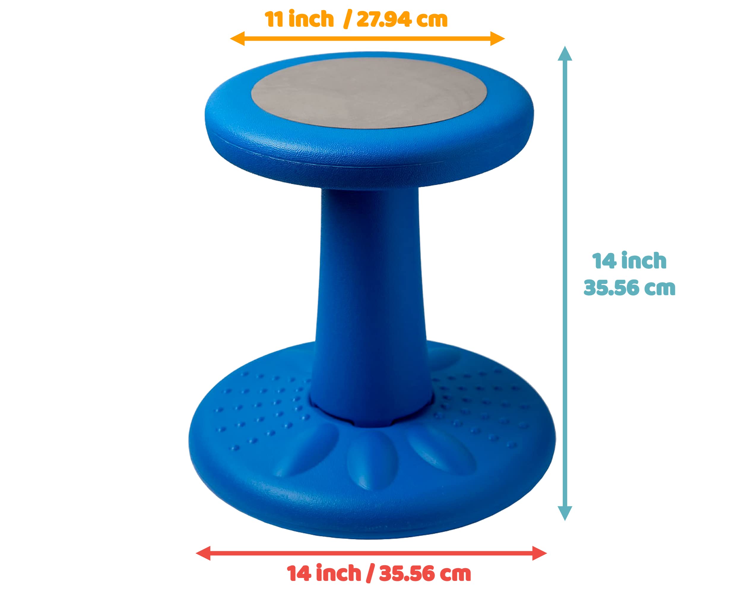 Studico ActiveChairs Kids Wobble Stool, Flexible Seating for Preschool & Elementary Classrooms, Improves Focus, Posture & ADHD/ADD, 14" Active Desk Chairs, Ages 3-7, Blue